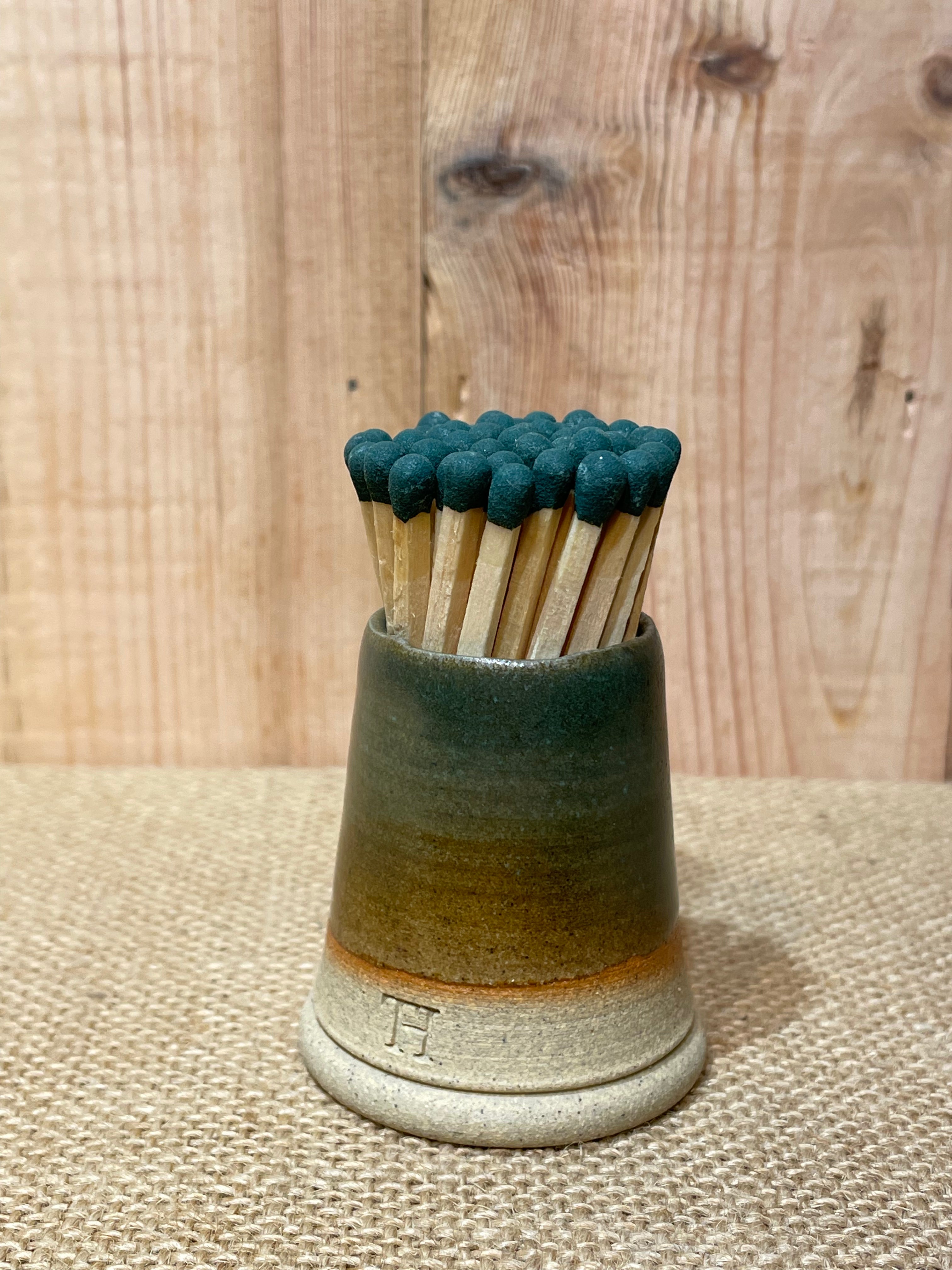 Match Pot with Striker and Matches - Moss – TH Pottery